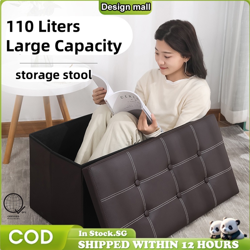 Sofa Storage Box Stool Leather Ottoman Rectangular Storage Stool Long ...