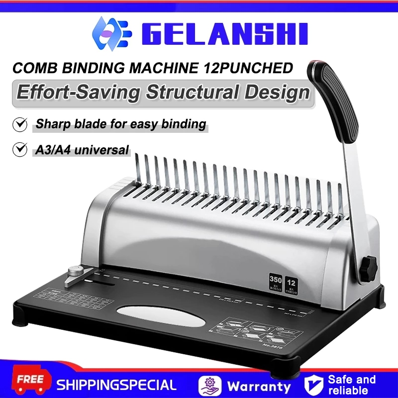 Ring / Comb Binding Machine A3/A4 Size Binding Machine Office 21 Hole Comb Binding Machine ...