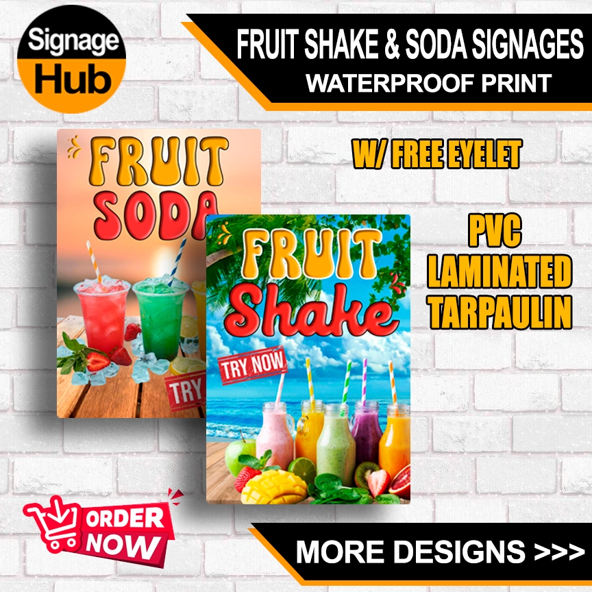FRUIT SODA & SHAKE Signage | PVC Laminated or Tarpaulin Signage ...