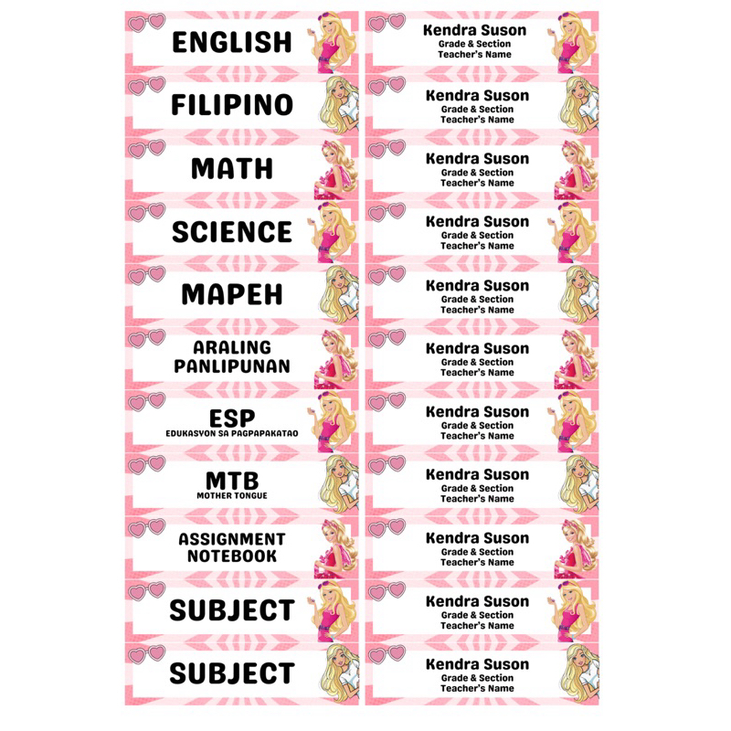 Subject Sticker with Names for Notebooks | Shopee Philippines