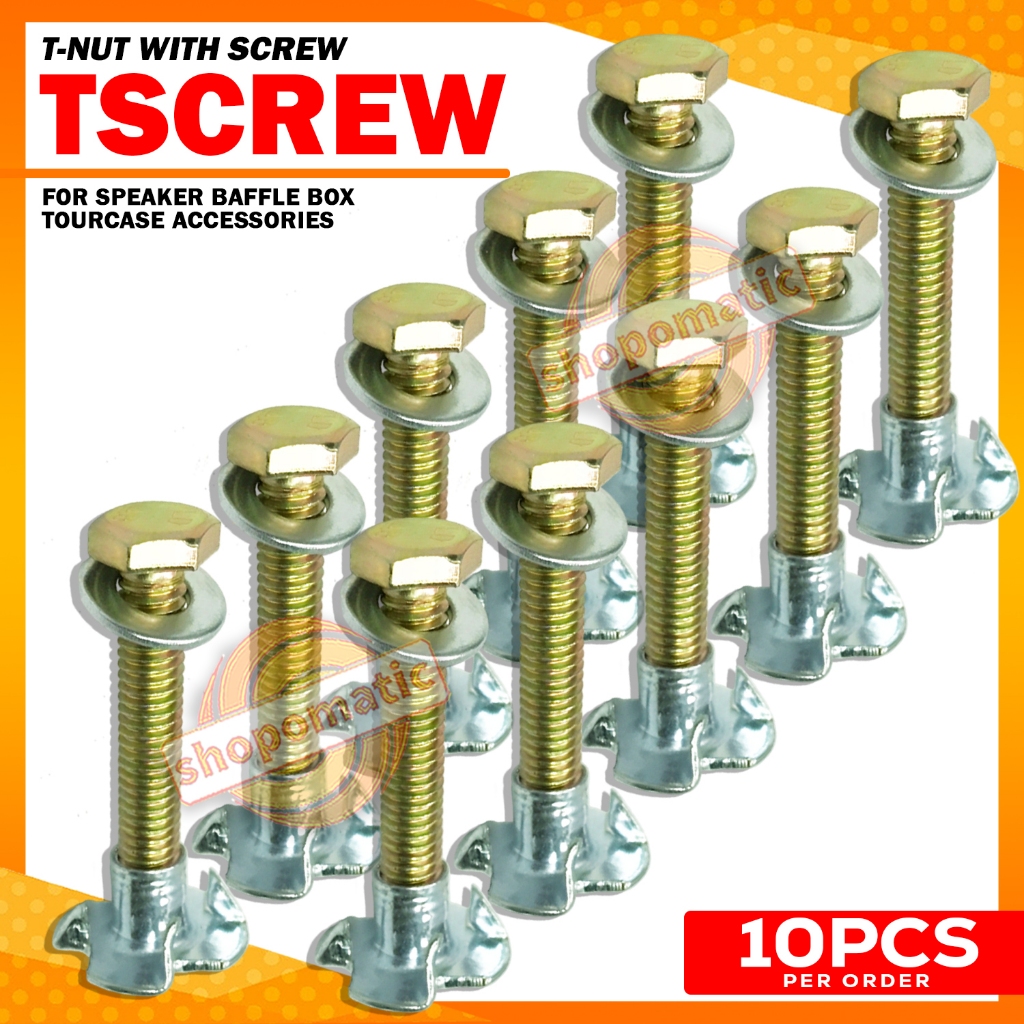 SHOPO 10pcs M6 T-Nuts with Screws – Durable TNUTs for Baffle Boxes ...