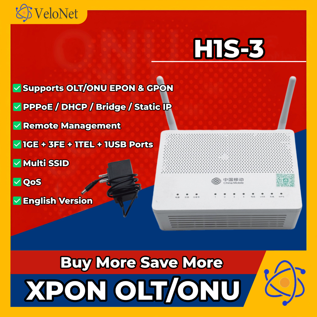 Gbits H1S-3 XPON/EPON/GPON Modem ONT/OLT – High-Speed Internet, English ...