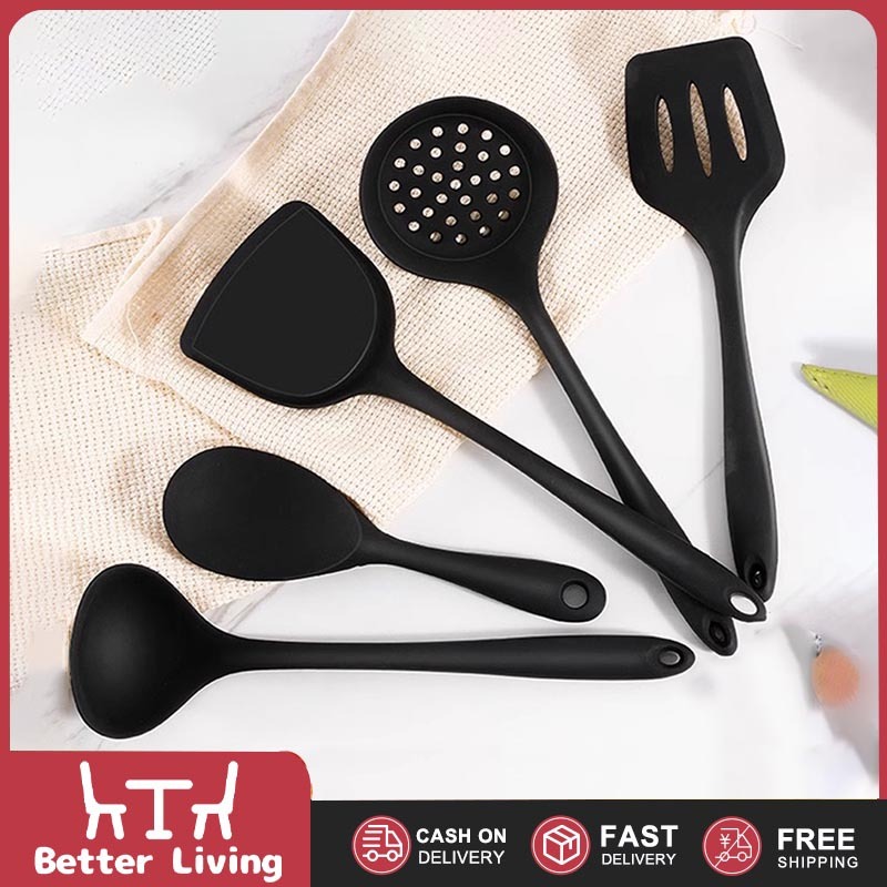 Silicone Kitchen Utensil set Non stick Utensils Cooking Tool Spoon Soup ...