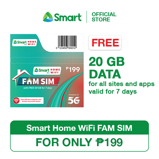 Smart Bro Fam Sim 199 With 20gb Data For 7 Days | Shopee Philippines
