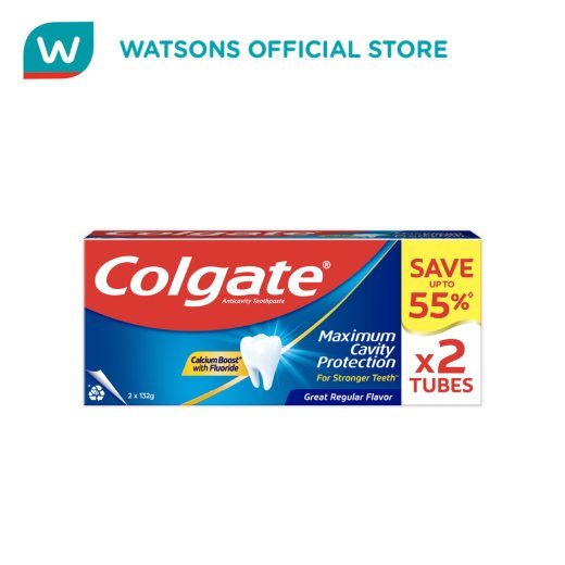 COLGATE Great Regular Flavor Anti Cavity Toothpaste Twin Pack 132g ...
