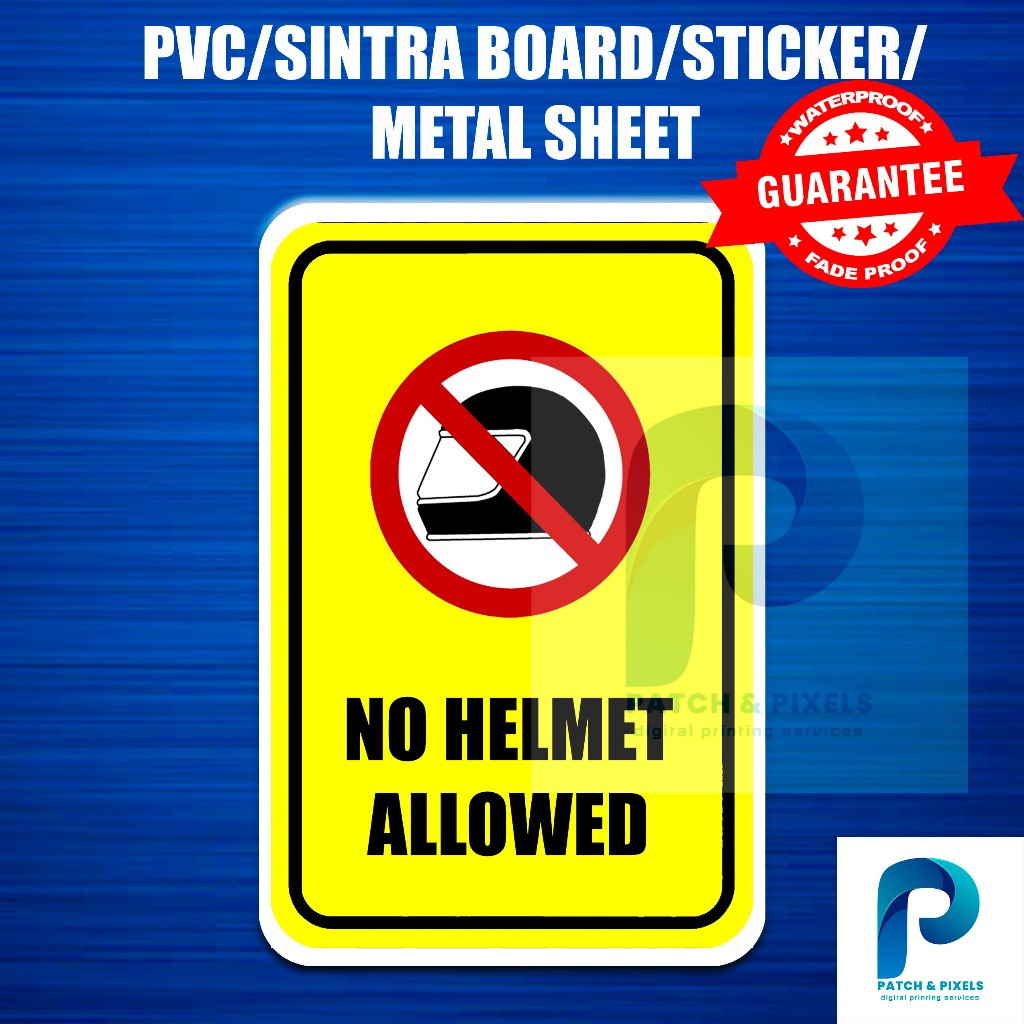 Patch and Pixels Remove Helmet Sign Sticker/PVC/Metal Sheet | Shopee ...
