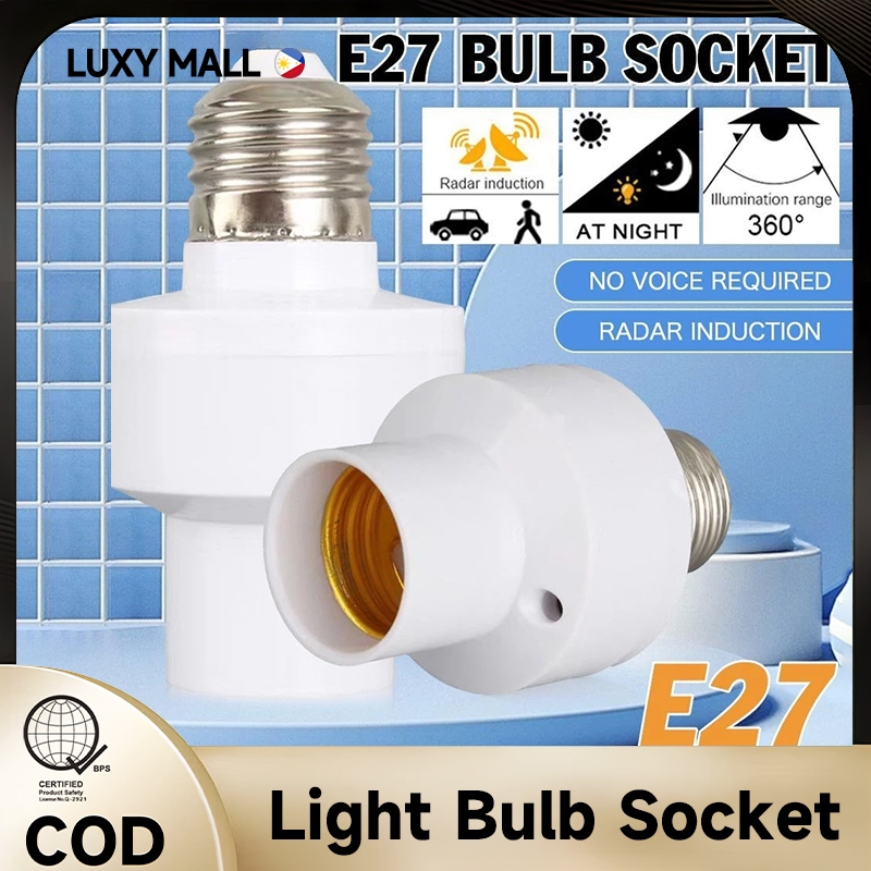 Luxy E27 Radar Sensor LED Bulb Socket Light Bulb Lamp Holder Auto On ...