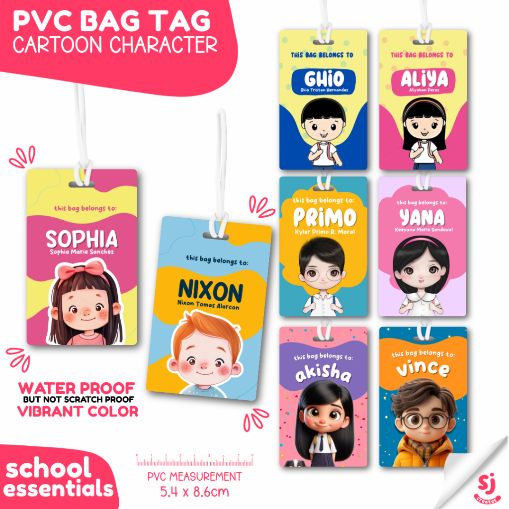 PVC PERSONALIZED BAG TAG FOR KIDS | BACK TO SCHOOL BAG TAG | LUGGAGE ...