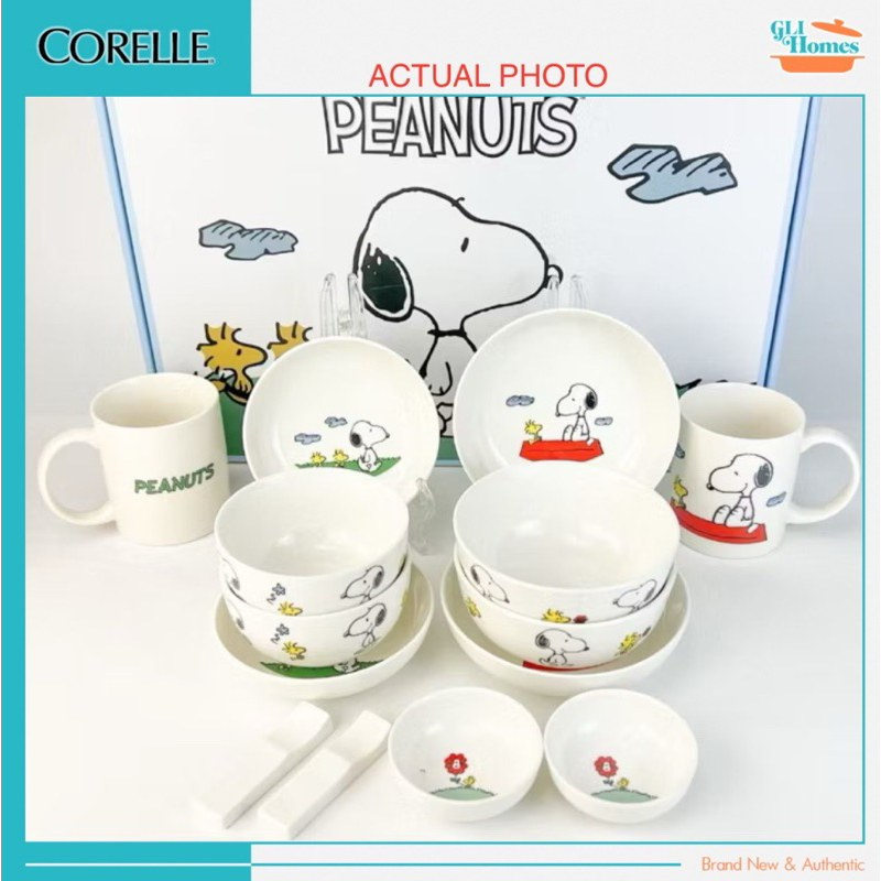 Corelle Authentic 14Pc Peanuts Snoopy Dinnerware 14 Piece Set, from ...