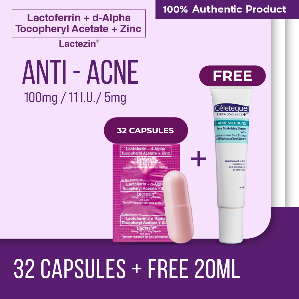 Lactezin Acne-Free Bundle (Lactezin 32 capsules + FREECeleteque Acne ...