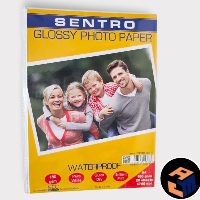 Sentro Glossy Photo Paper A4 180 GSM- 20 SHEETS | Shopee Philippines