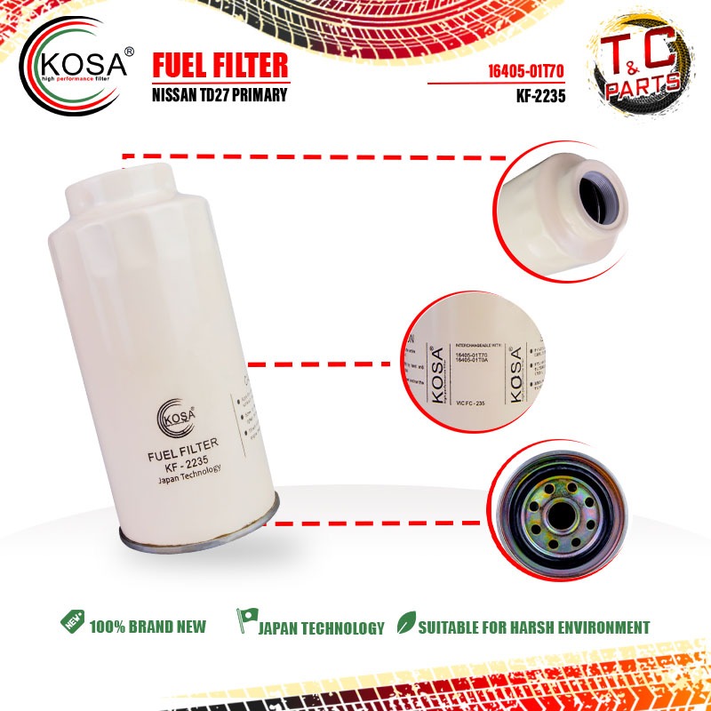 NISSAN TD27 PRIMARY FUEL FILTER 16405-01T70 KOSA KF-2235 (1PC) | Shopee ...