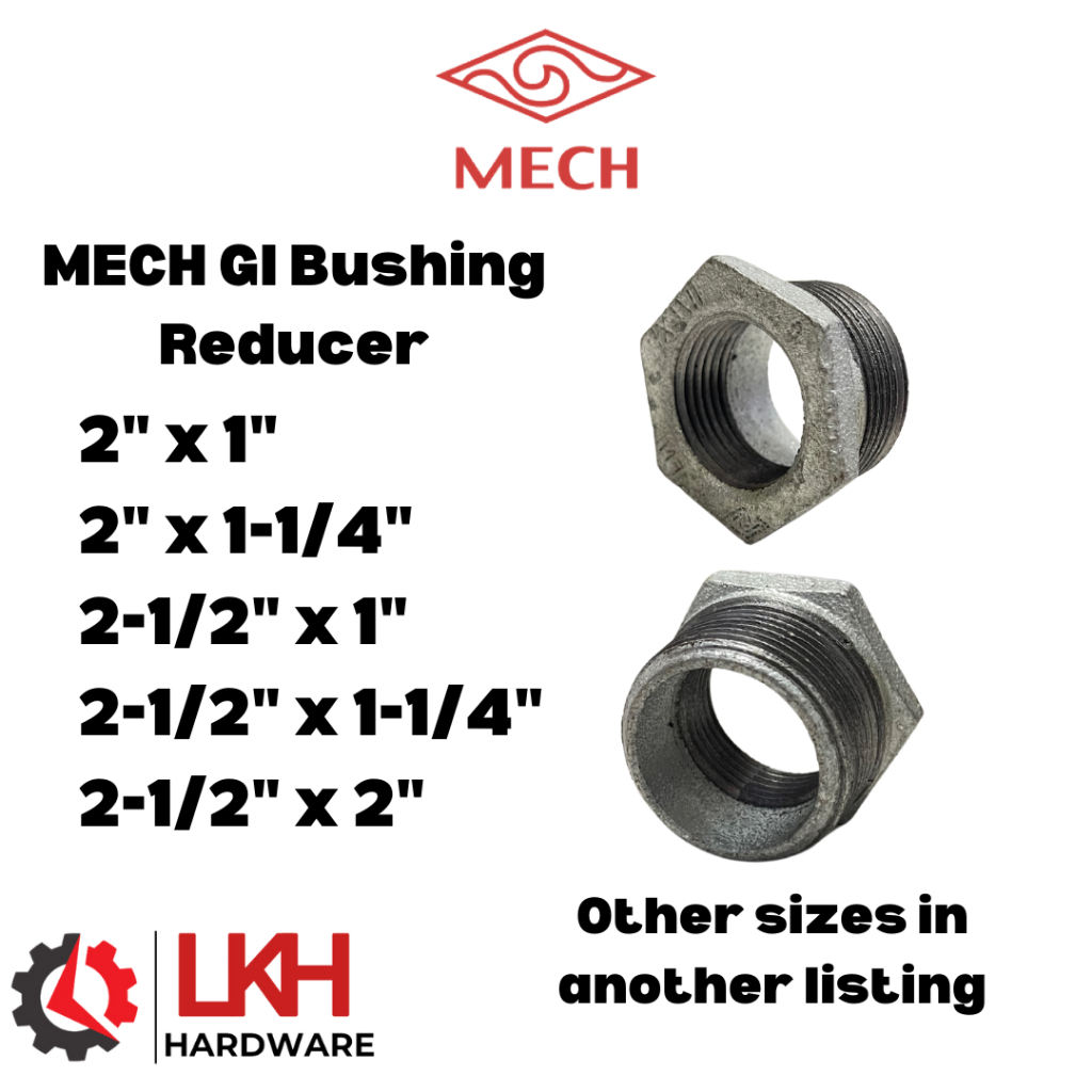 MECH Galvanized Iron GI Bushing Reducer 2" diameter to 1" | Shopee ...