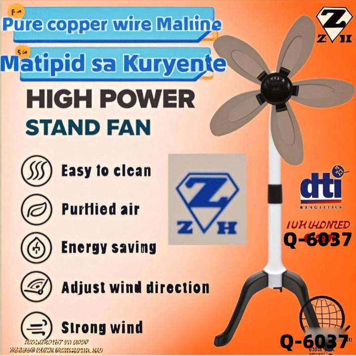 [sm3] ZH 5 Blades Stand Fan Floor Fan Foldable Stand Fan Electric Fan ...