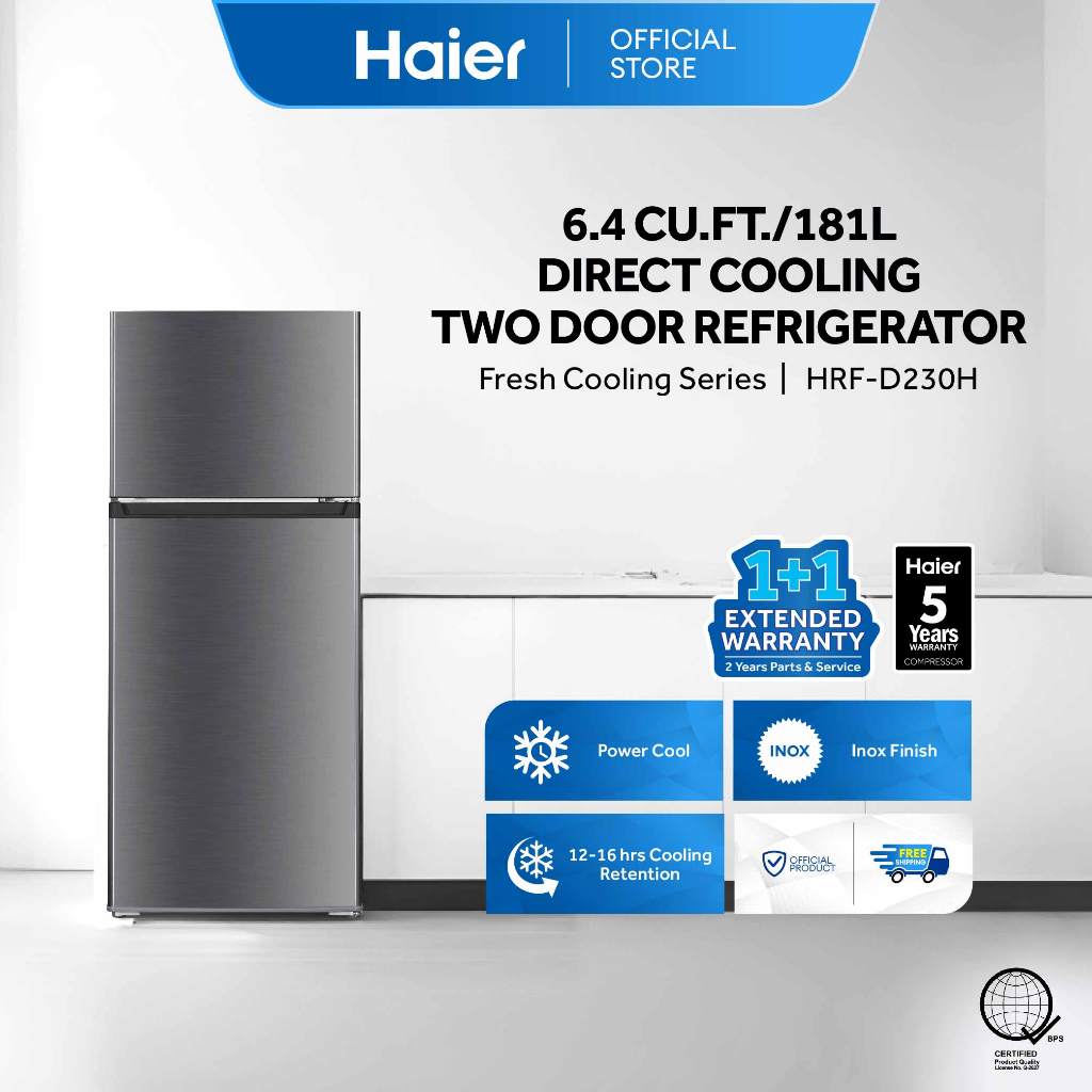 Haier HRF-D230H 6.39 cu.ft./181L Fresh Cooling Direct Cool Two Door ...
