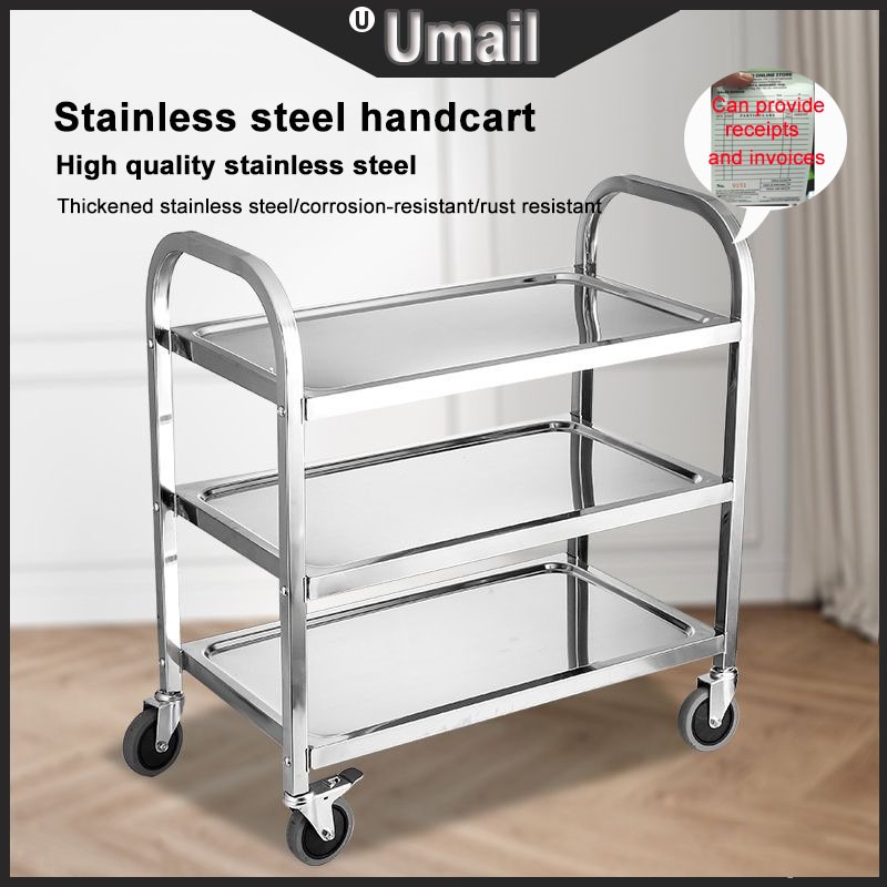 304 stainless kitchen rack 3-Tier Kitchen Trolley trolley cart ...