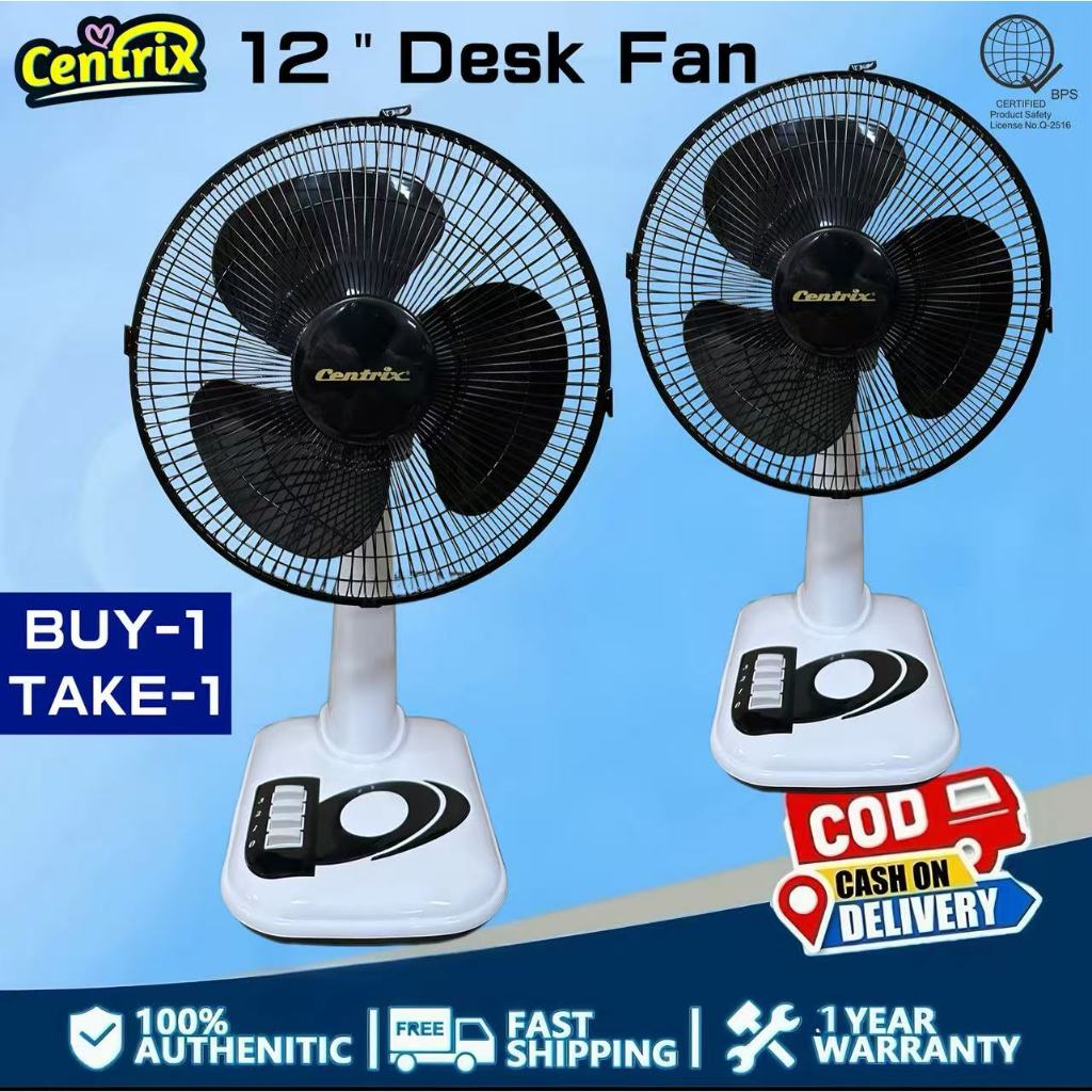 BUY-1 TAKE-1 [Centrix] COD 12 inches Black & White Desk Fan Table Fan ...