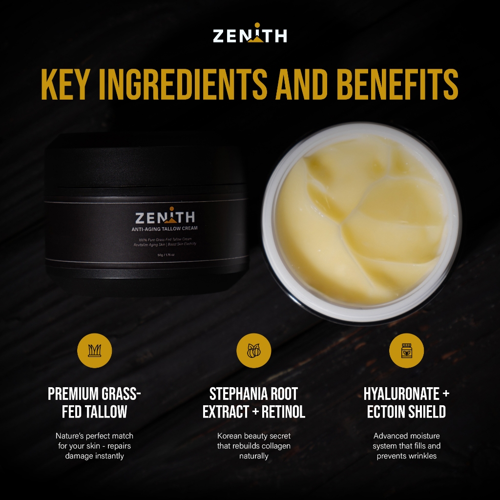 Zenith Anti-Aging Tallow Cream - Fights Aging, Acne, Dry Skin, Dark Spots - Made For Filipino ...