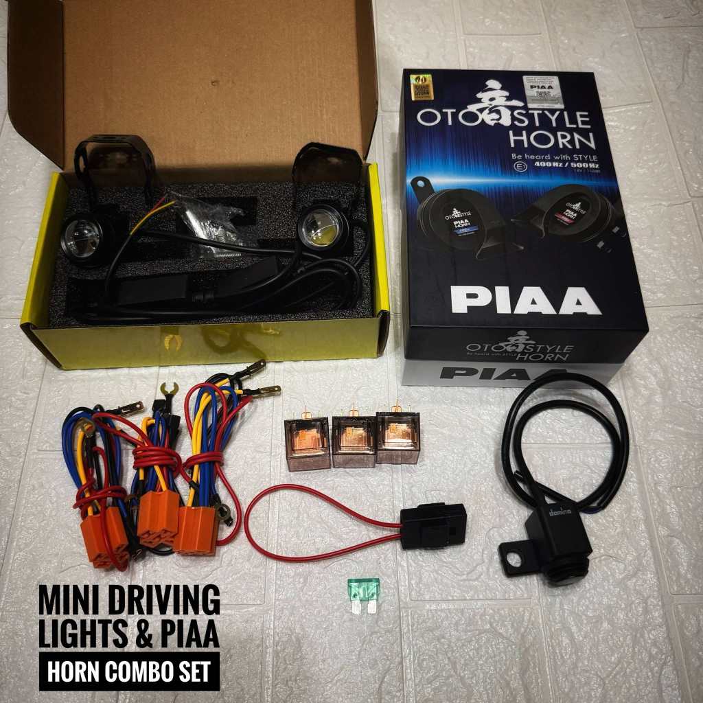 MINI DRIVING LIGHTS 80WATTS + PIAA HORN SET (UNIVERSAL MOTORCYCLE ...