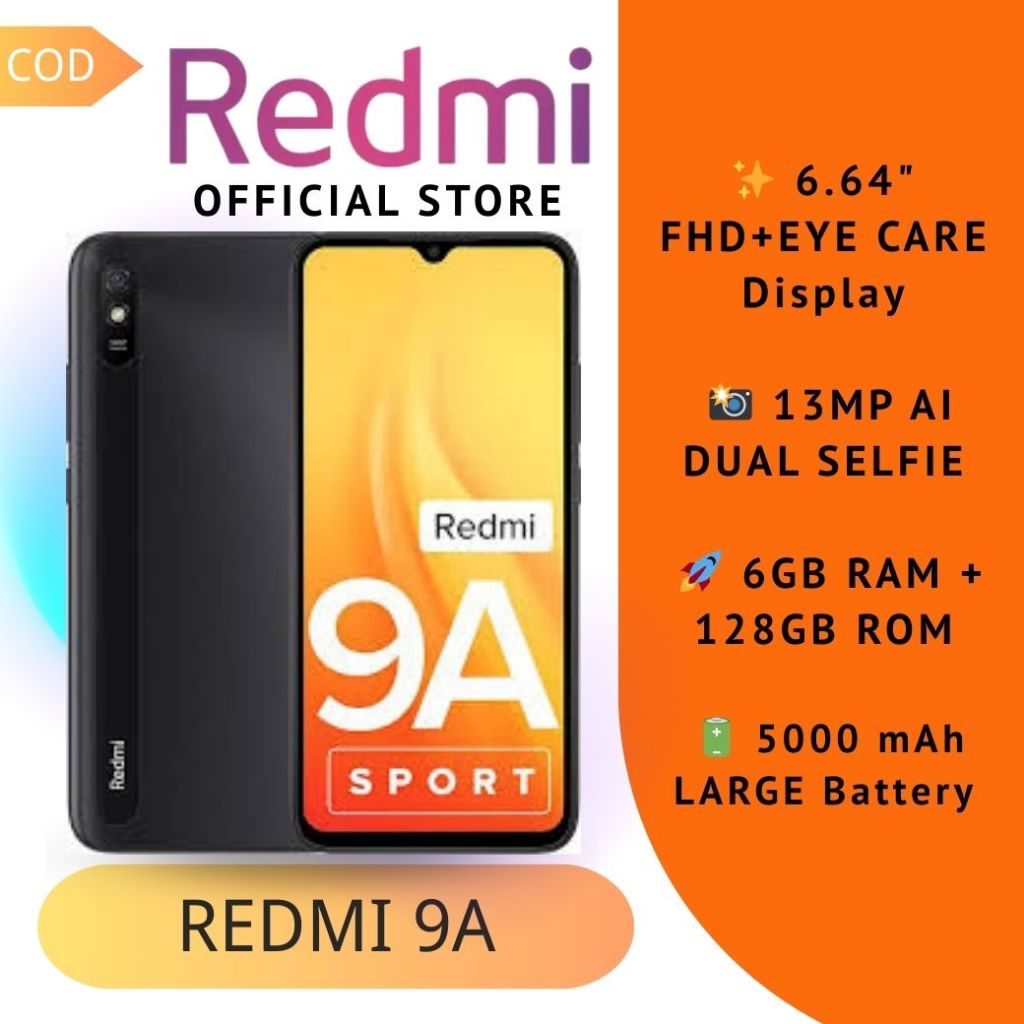 XIAOMI REDMI 9A Cellphone | 6GB RAM+128GB ROM Smartphone | 6.53” HD ...