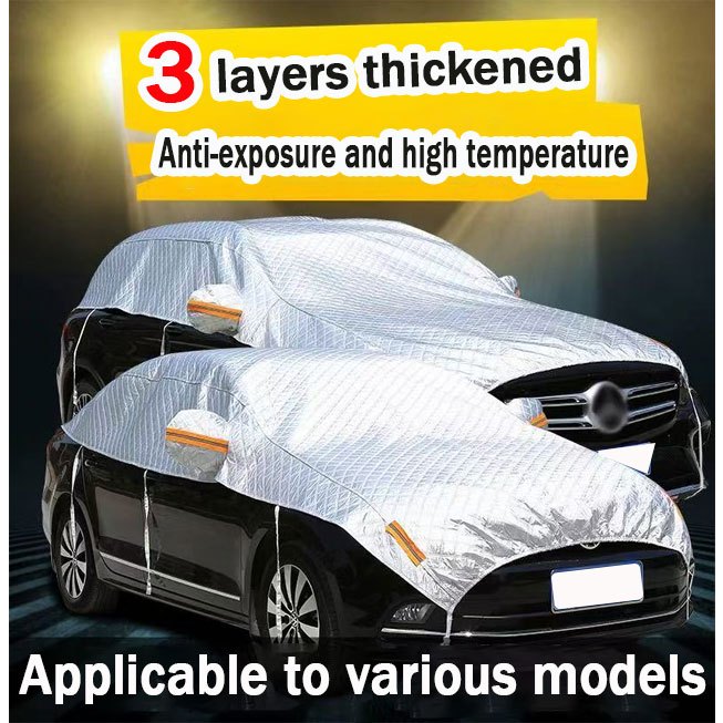 3 Layer thicken half car cover sedan waterproof and sunproof All ...