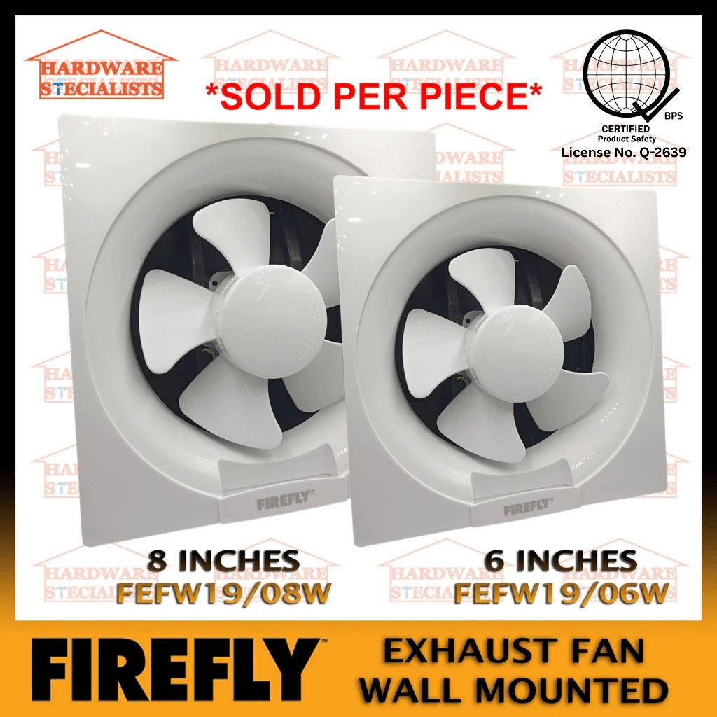 Firefly Exhaust Fan Wall Mounted 8" FEFW19/08W OR 6" FEFW19/06W ...