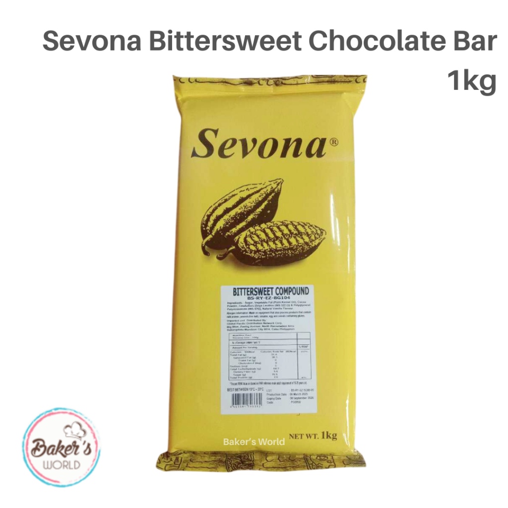 Sevona Bittersweet Variant Chocolate Compound Bar 1kg | Shopee Philippines
