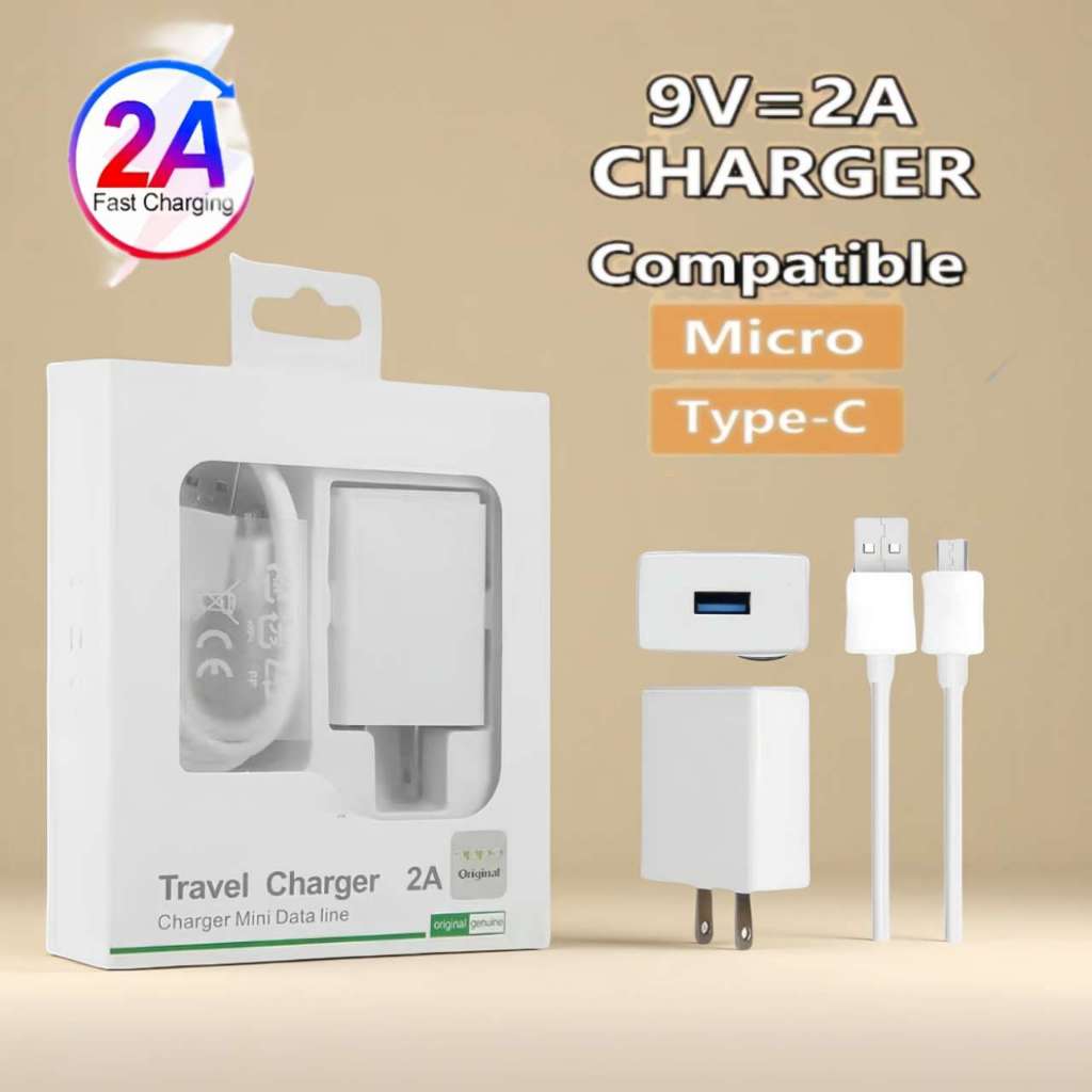 2A Phone Charger Fast Charger 9V With Usb Cable For Type C Micro ...