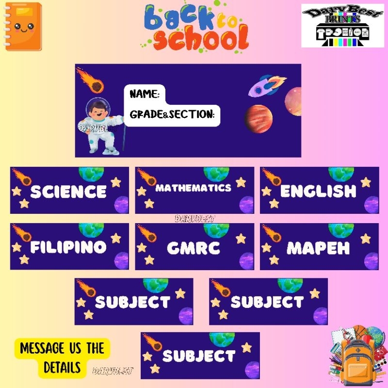 Subject Sticker Labels for notebook with name label high quality ...