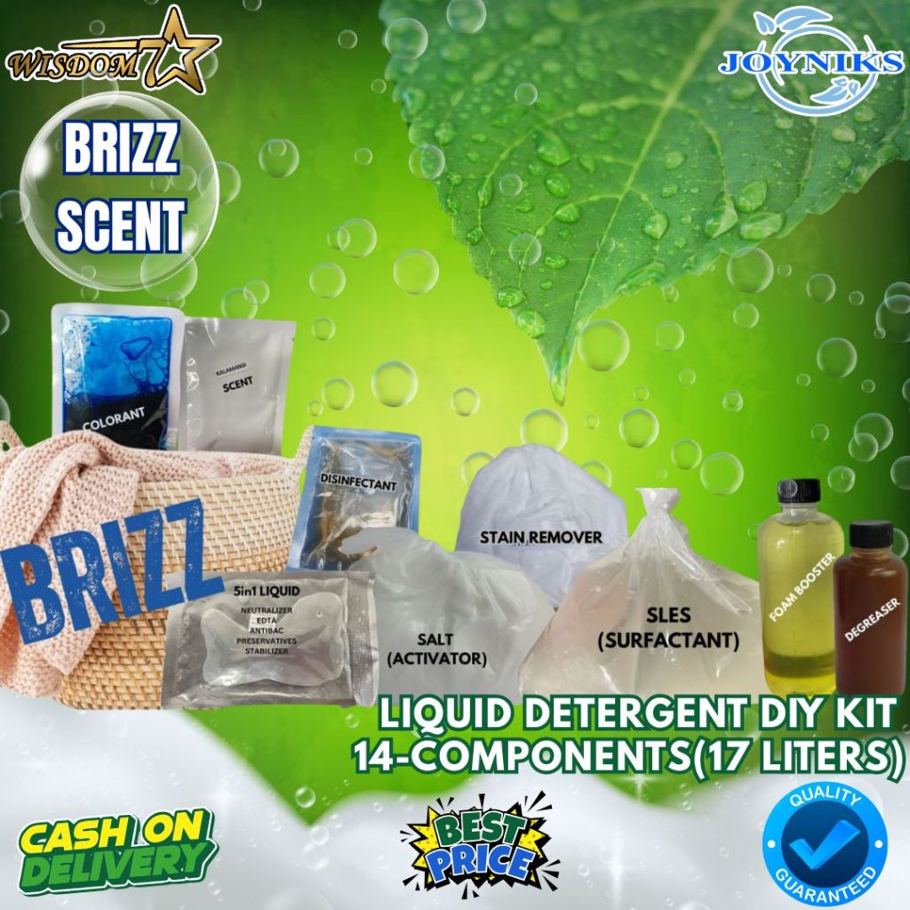 LIQUID DETERGENT DIY KIT (BRIZZ BLUE) 17-18LITERS YIELD 14 COMPONENTS | Shopee Philippines