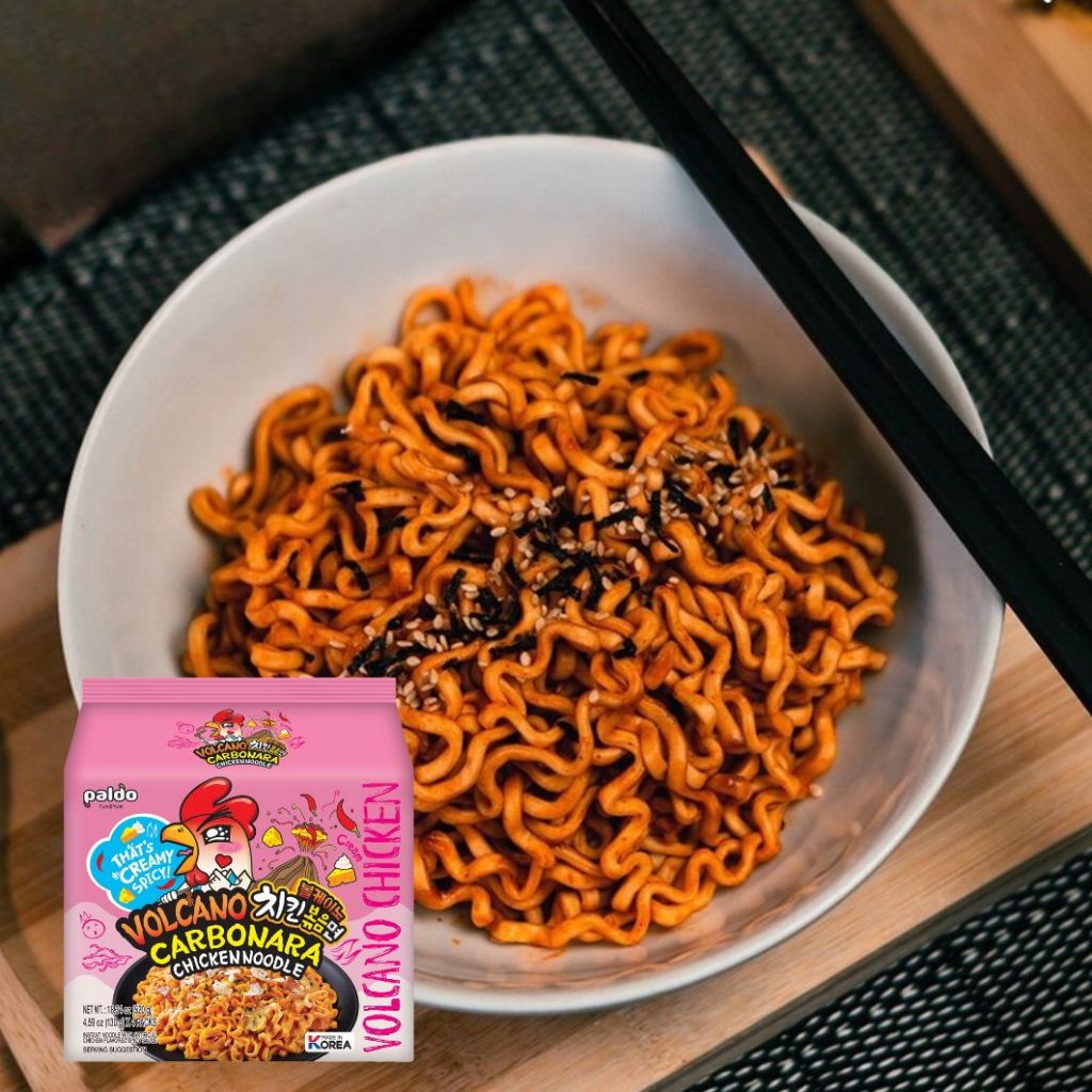 Korean Paldo Valcano Stir-Fried Carbonara Chicken Ramyun Noodle ...