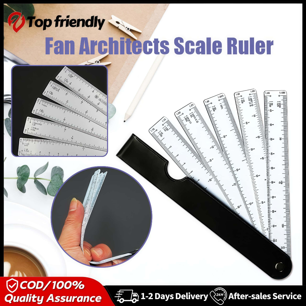 5 in 1 Multifunctional Multiscale 5 scale Rulers Fan Scale Folding ...