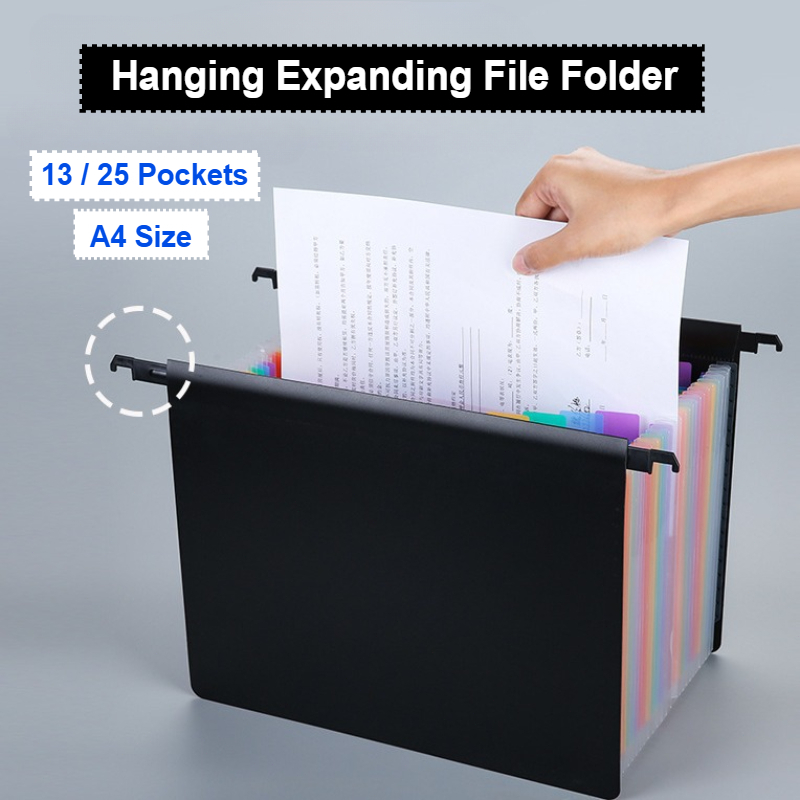 Hanging Expanding File Folder 13/25 Pockets Desk Paper Document ...