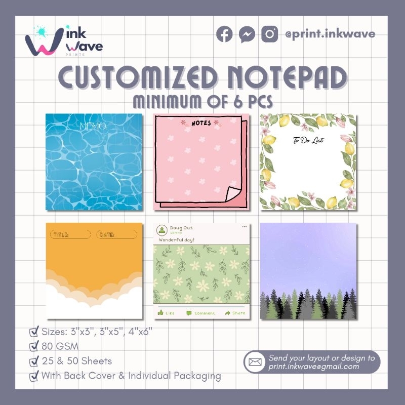 Customized Aesthetic Notepad | Personalized Memo Pad | 50 Sheets (Min ...
