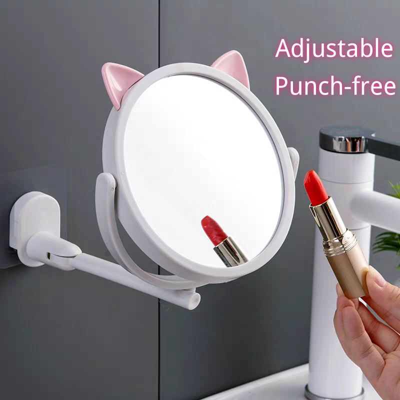 Punch-free Adjustable Wall Bathroom Makeup Mirror Toilet Vanity Mirror ...