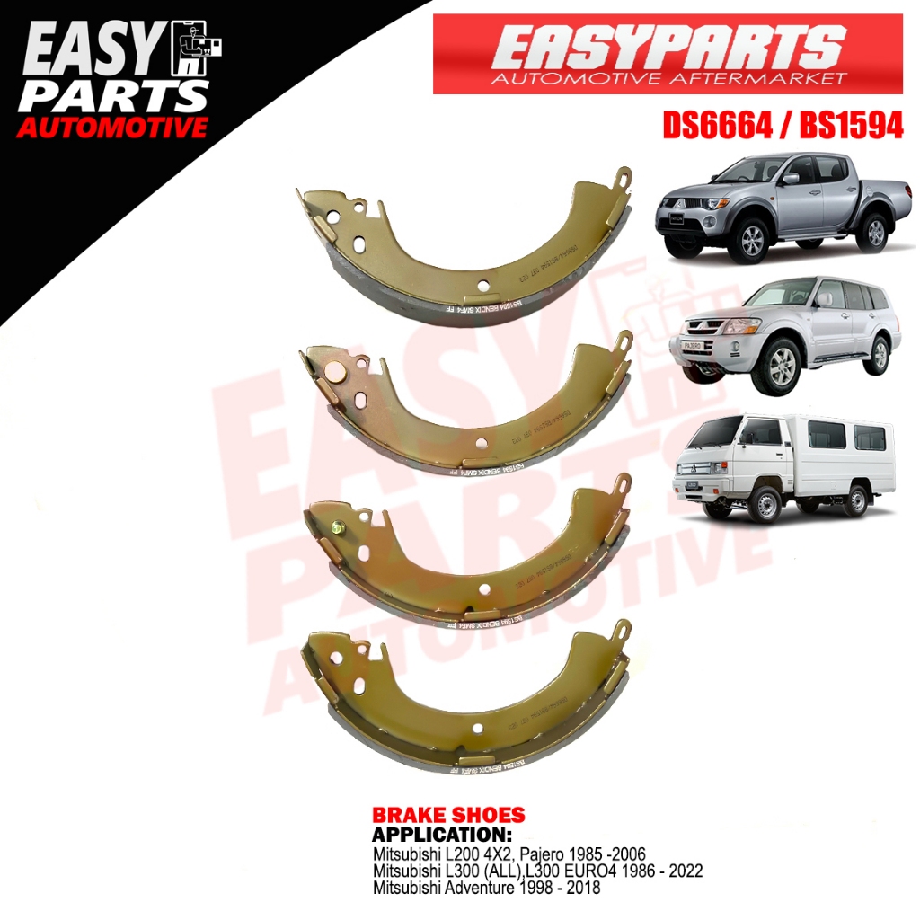 Bendix Brake Shoes DS-6664 BS-1594 Mit. L200 4X2, Pajero, L300 All, L300 EURO4, Adventure ...