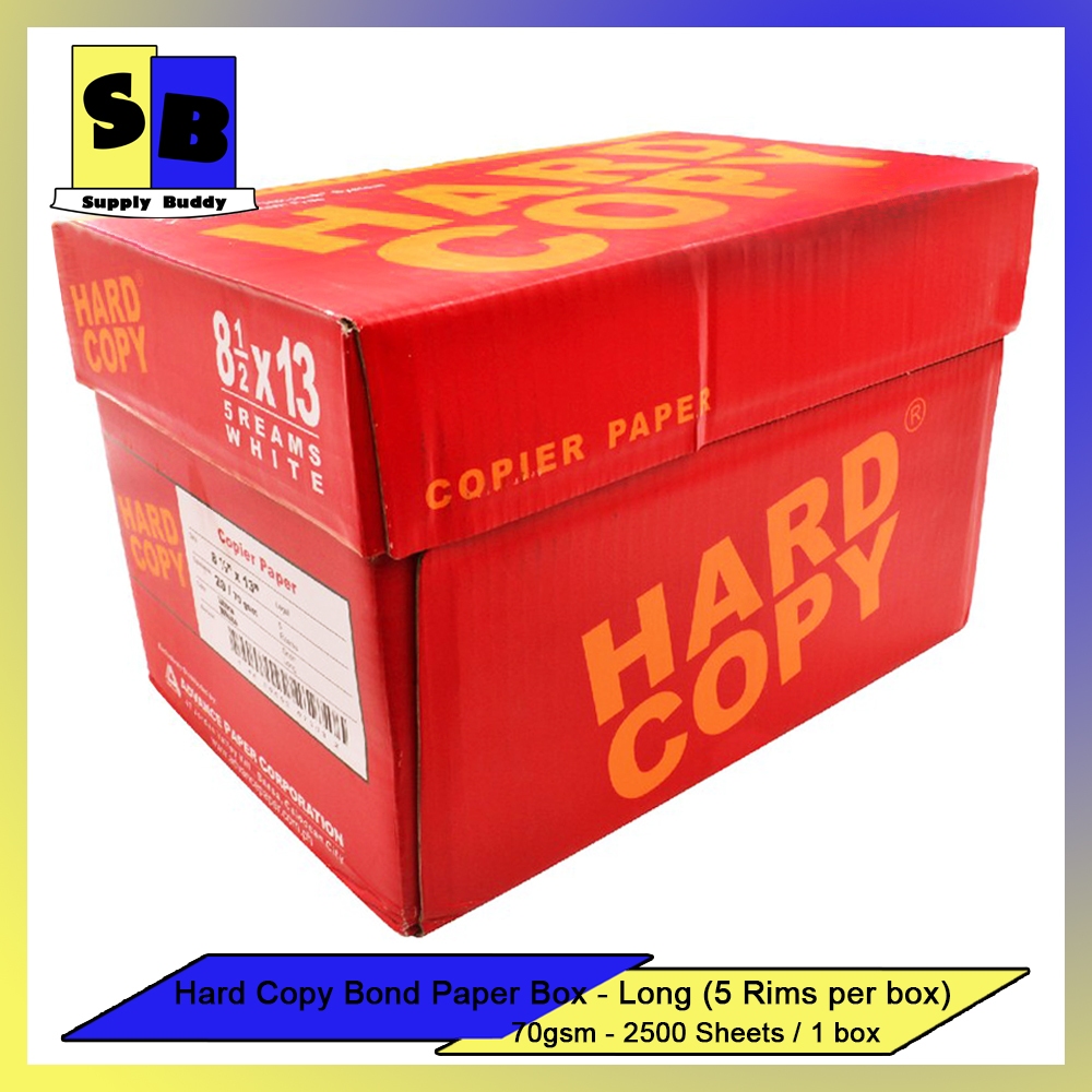HARD COPY BOND PAPER 70gsm (LONG / LEGAL) 1 BOX - 5 Reams - 2500Sheets ...
