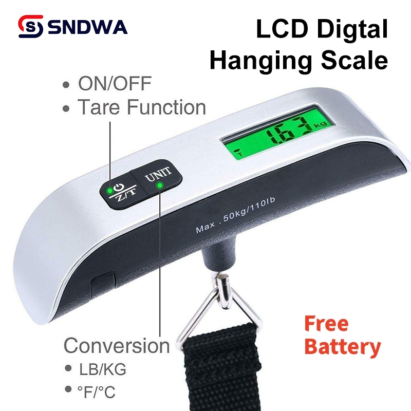 50KG / 110LB Portable LCD Digital Luggage Scale Handheld Scale ...