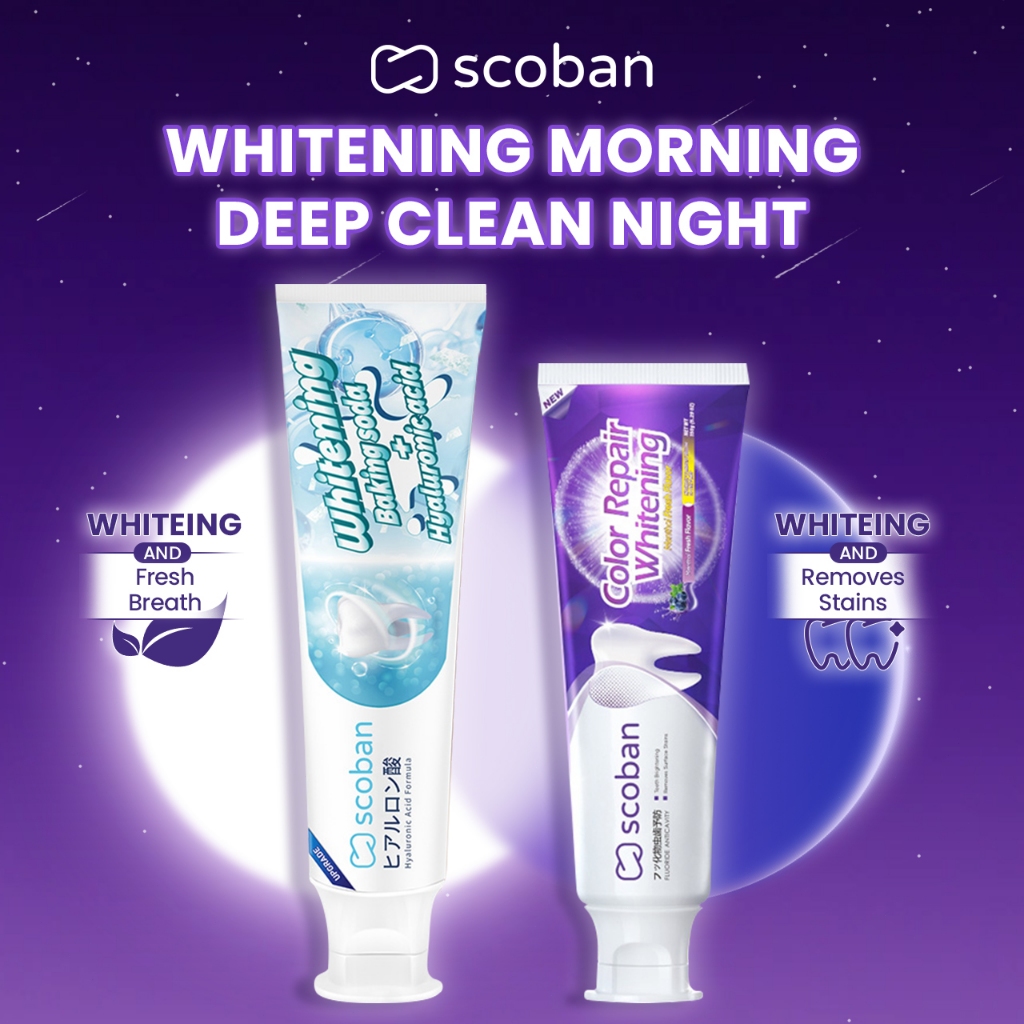 【24H Oral Protection】Scoban Whitening Toothpaste Purple Removes Stains ...