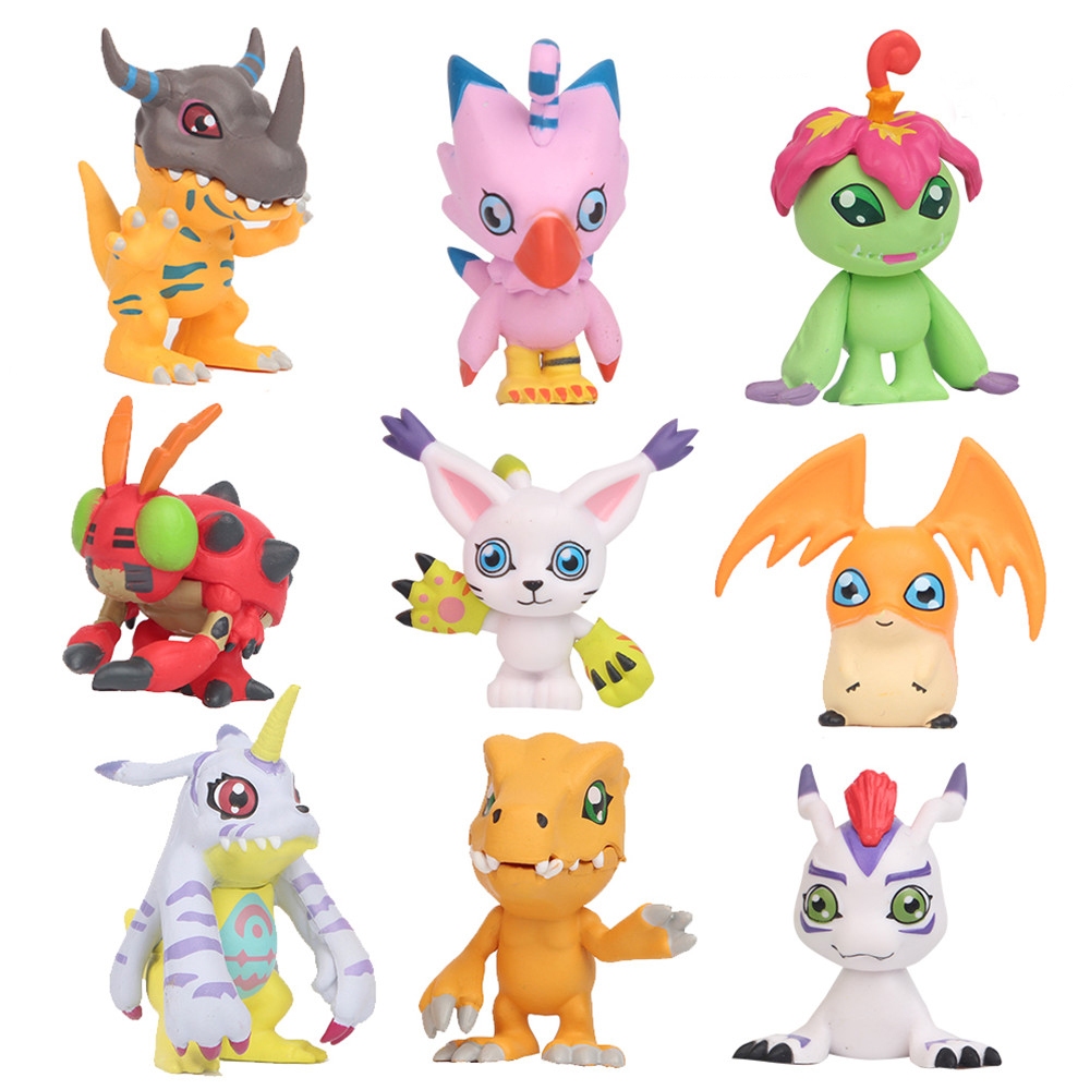 9pcs Anime Adventure Figures Piyomon Palmon Tentomon Agumon Gabumon ...