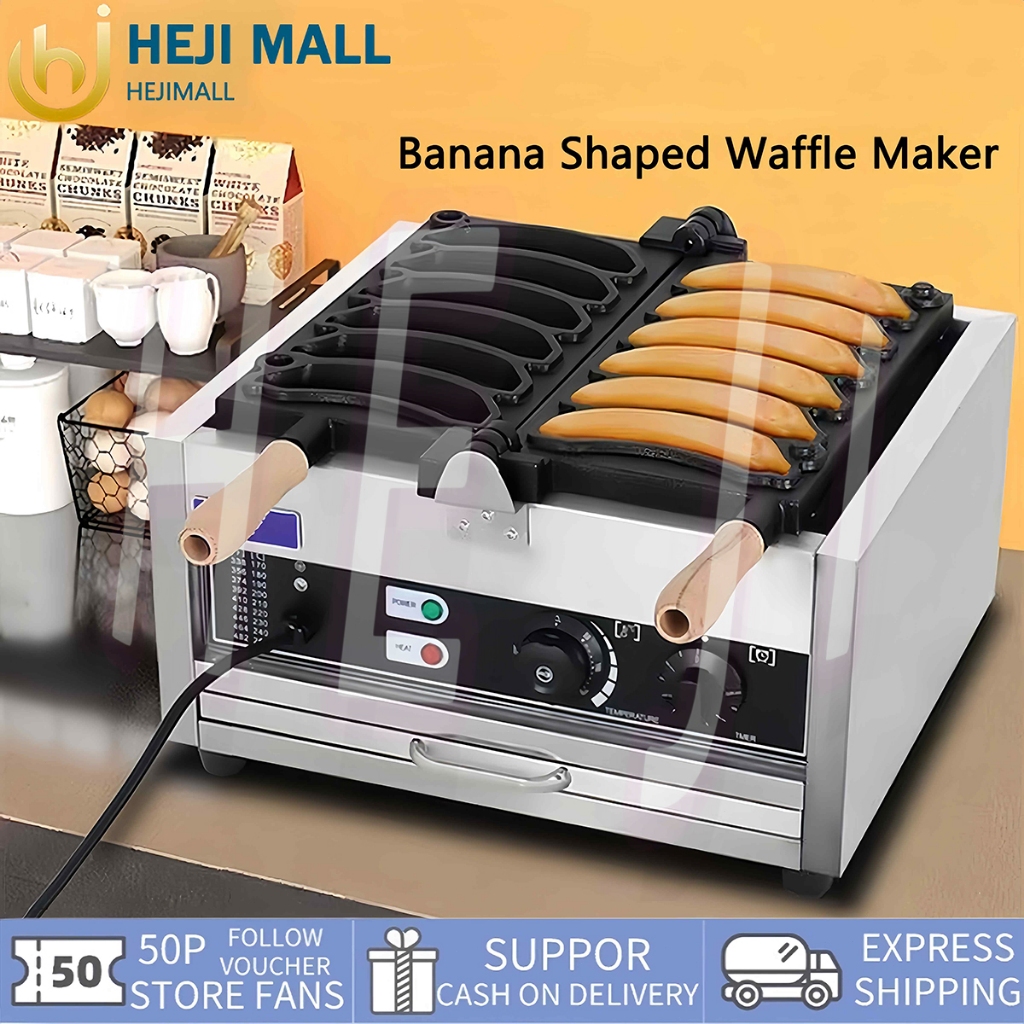 HEJI Commercial Gas Type Waffle Maker Banana Shaped Nonstick Electric ...