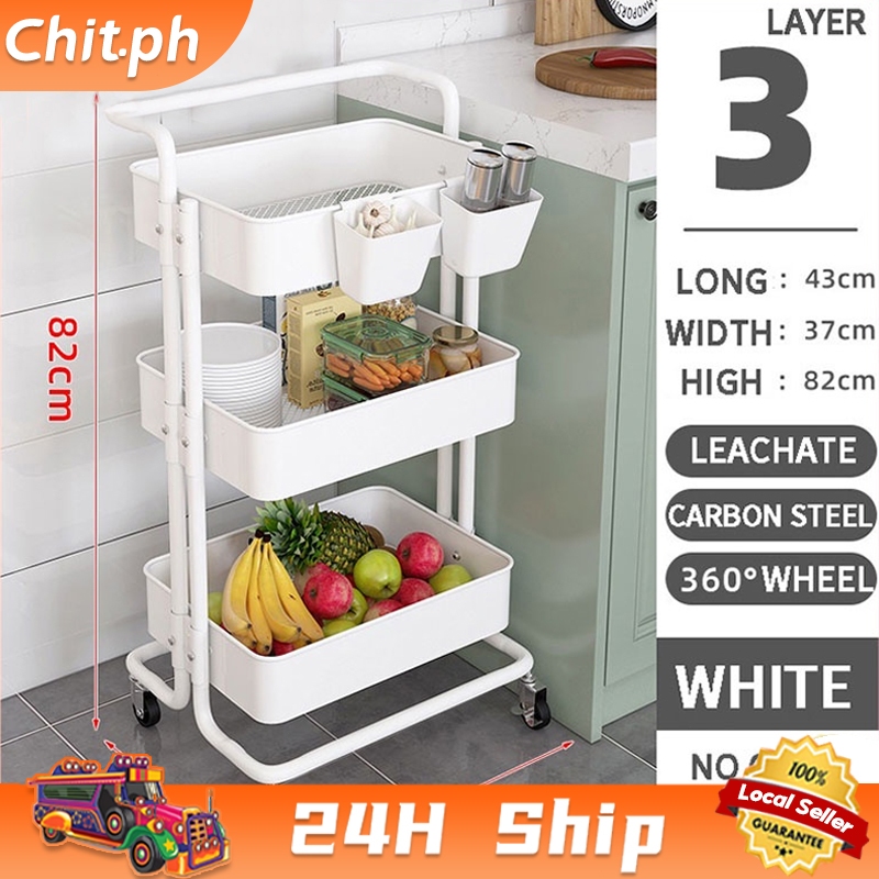 CHIT 3 Tier Kitchen Trolley Storage Rack Roller Removable Storage Rack ...