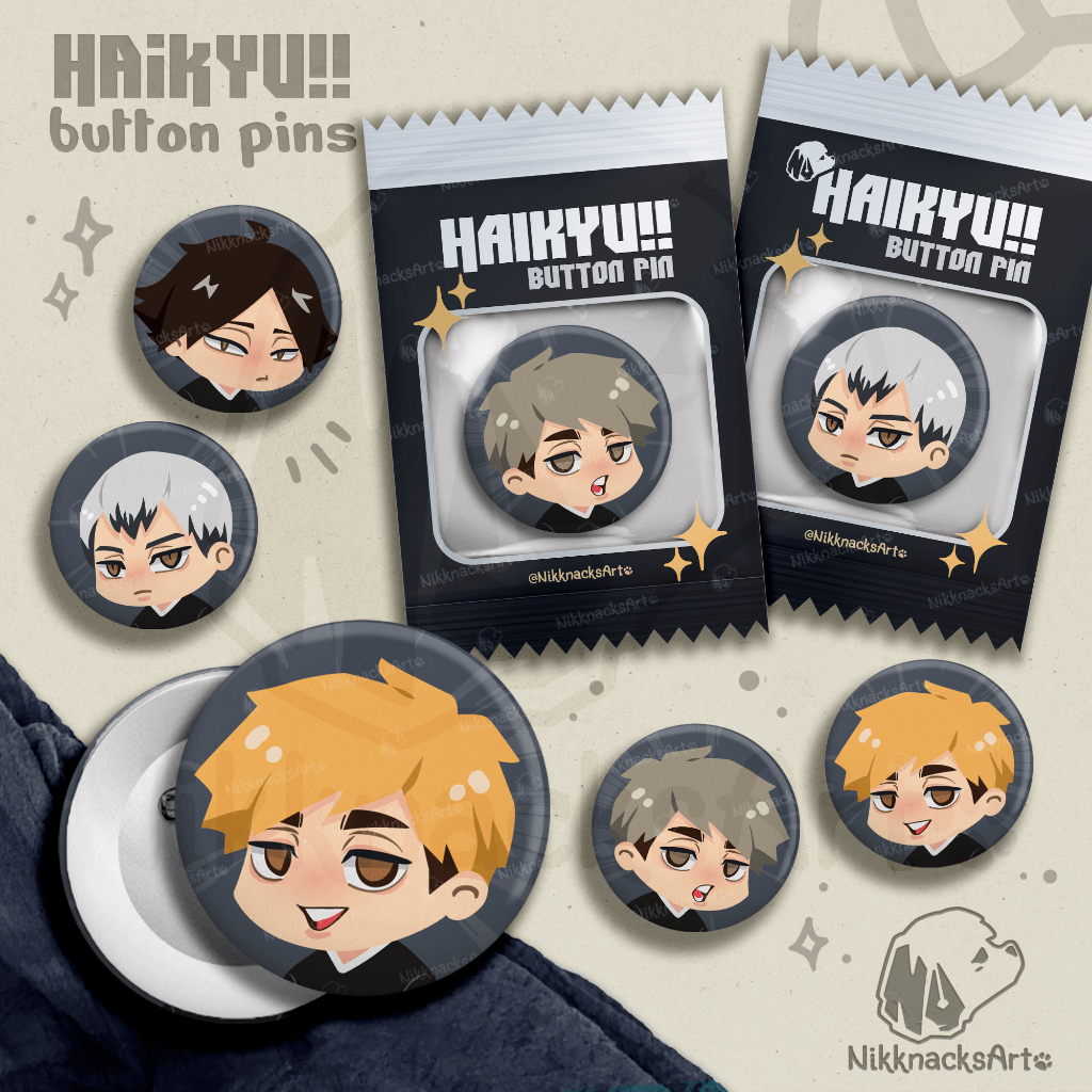 Haikyuu Button Pin 3: Inarizaki - Decorative Button Badge - Cute ...
