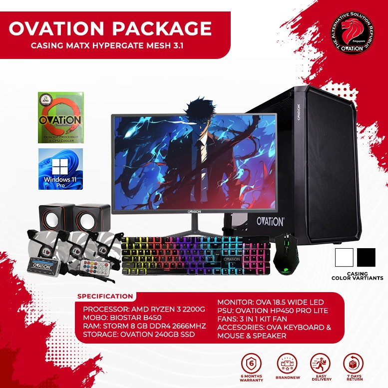 OVATION RYZEN 3 2200G COMPUTER PACKAGE GOOD FOR ONLINE CLASS/OFFICE ...