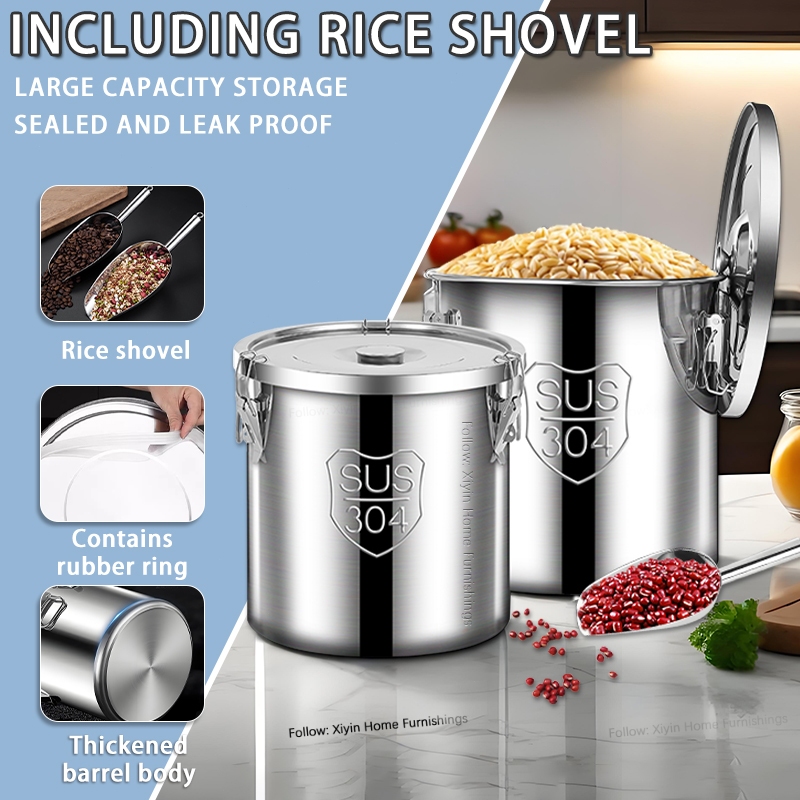 Stainless steel food storage rice dispenser metal Soup bucket, milk tea ...