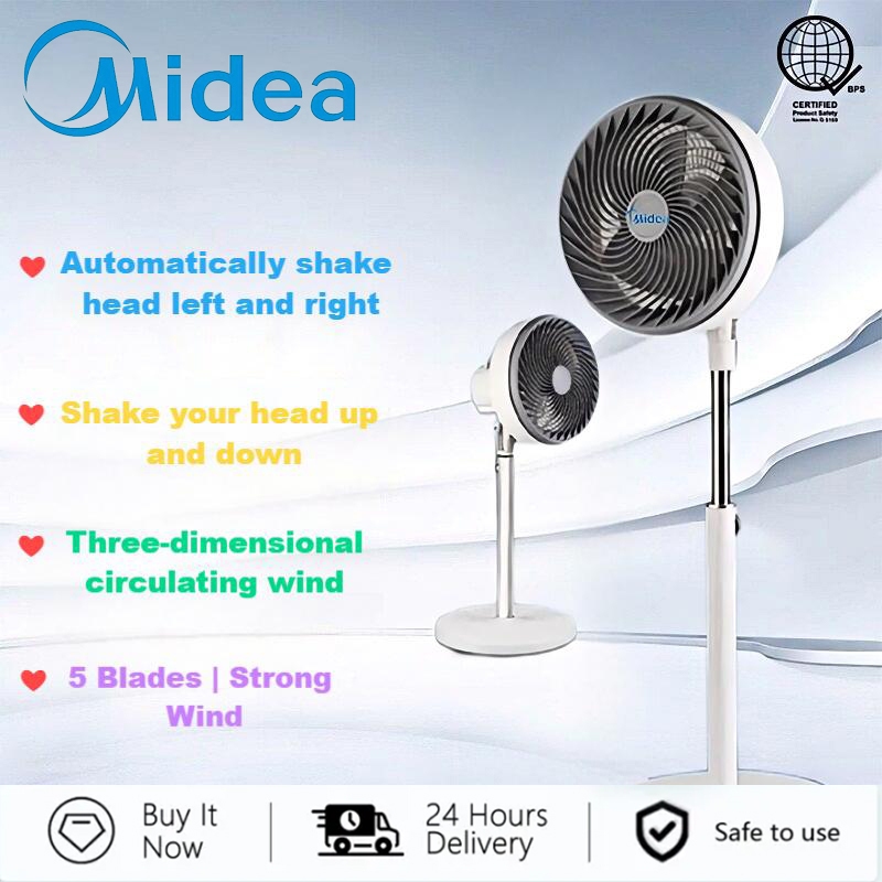 Midea air circulation fan with 3-speed adjustable strong wind and 5 ...