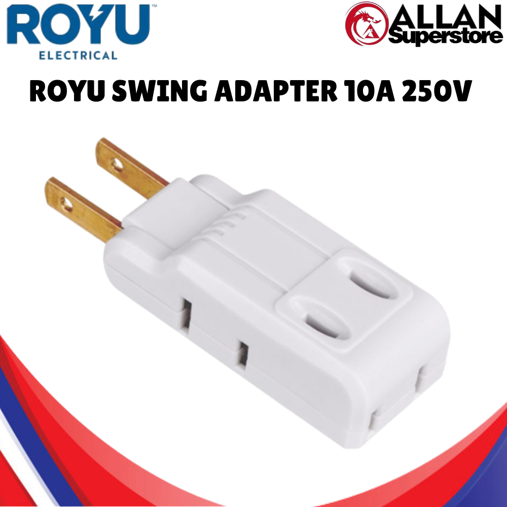 ROYU Swing Adapter 10A 250V - Universal Rotating Outlet (White) - 360 ...