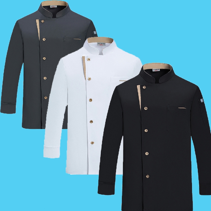 Chef Uniform for Men Women Chef Jacket Cotton Black Chefs Waiter ...