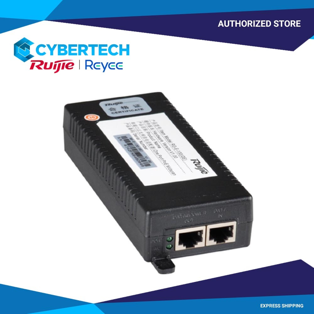 RUIJIE RG-E-130(GE) Power Injector 1-port Gigabit PoE Adaptor (802.3at ...