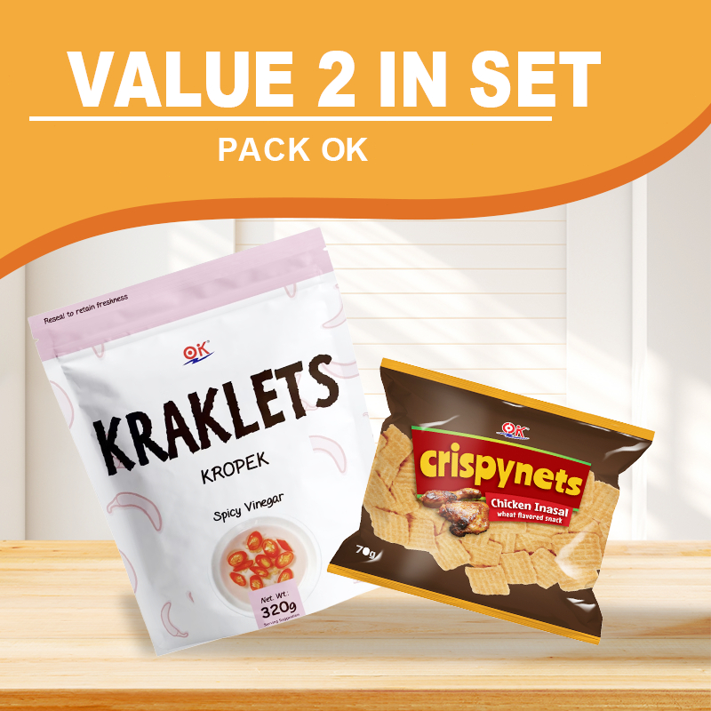 [OK Snacks][2 in 1 set]Kraklets Kropek 320g+CRISPYNETS CHICKEN Chips ...